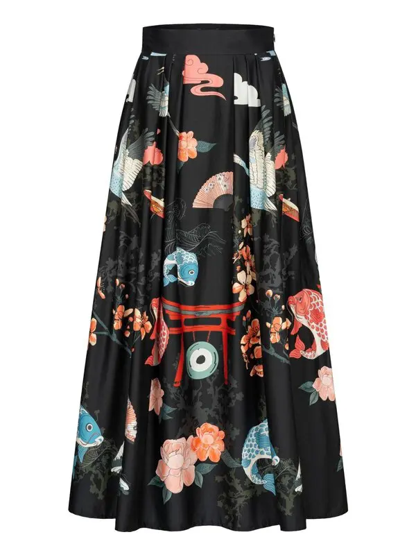 MARIANNA DÉRI Printed Maxi Skirt - Black