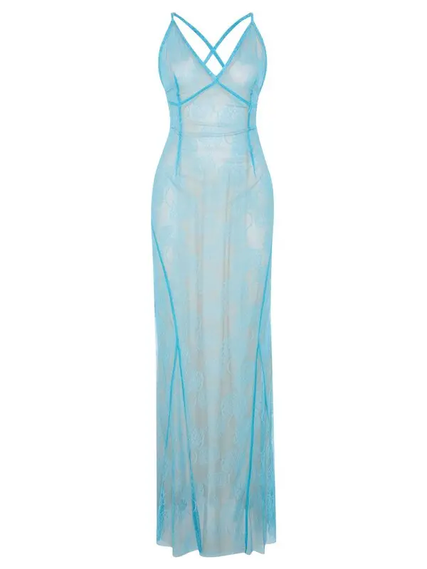 MAISON SEL Long Éclats De Lune Dress - Blue
