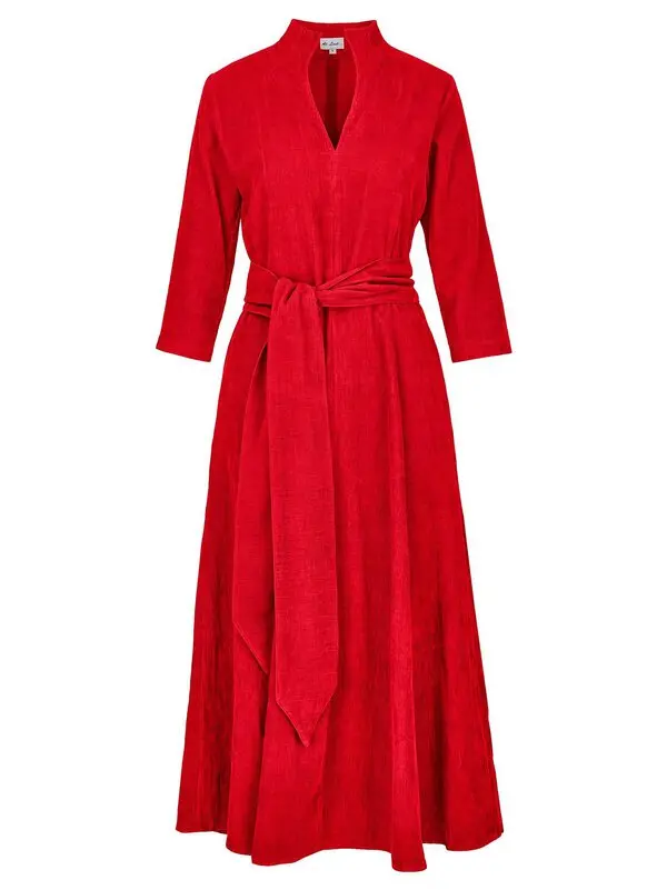 AT LAST... Chelsea Corduroy Midi Dress - Red