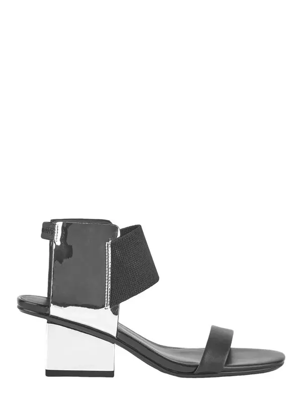 United Nude Raila Mid Heel Sandals - Black/silver