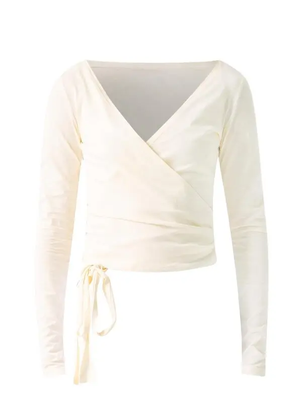 ENXHALINE Long Sleeve Wrap Top - Yellow
