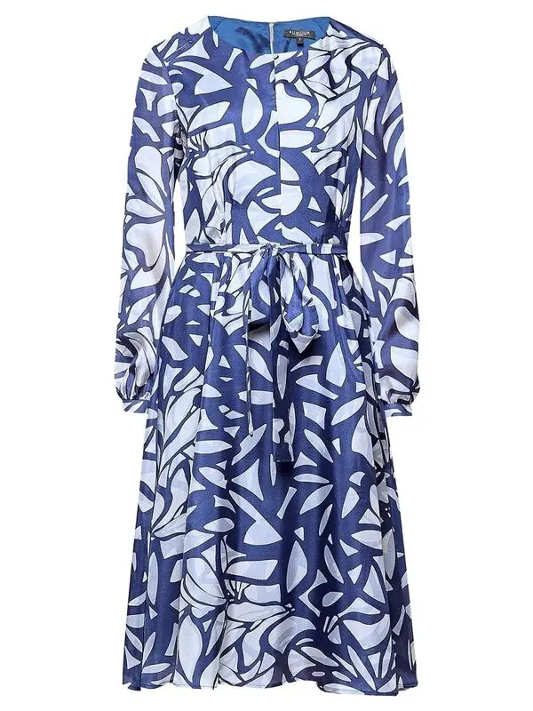 RUMOUR LONDON Freya Printed Silk Midi Dress - Blue/white