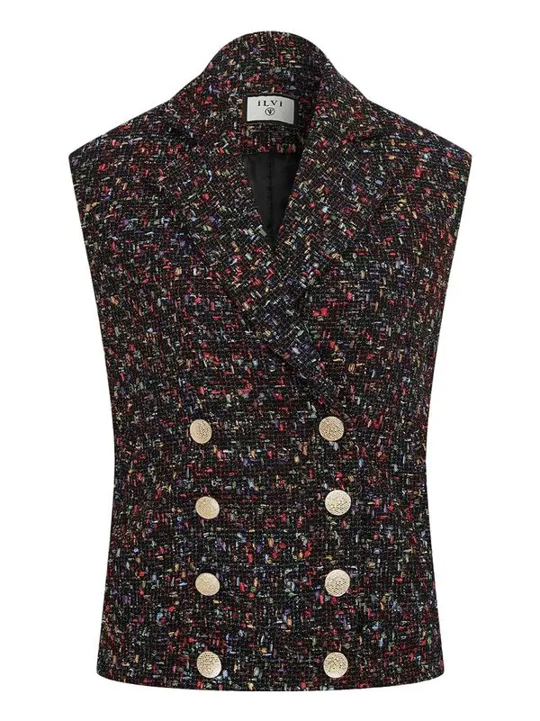 ILVI Howe -multicolor Tweed Vest - Black
