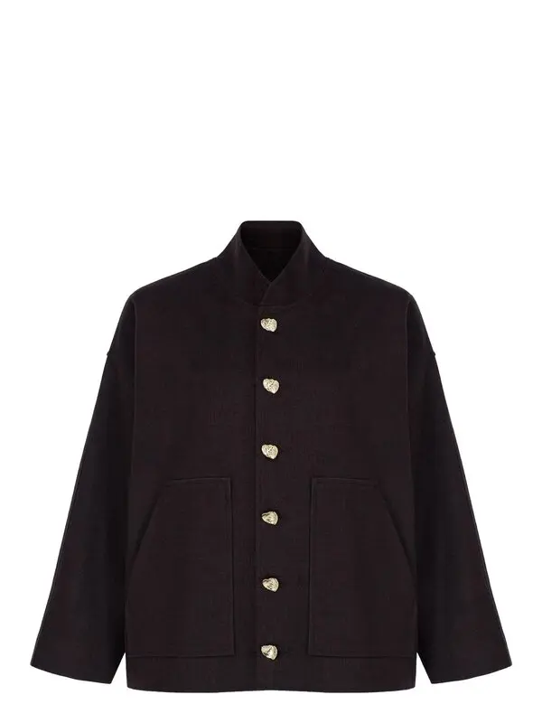 HERFETCH Oversized Jacket With Gold-tone Button Detail - Brown