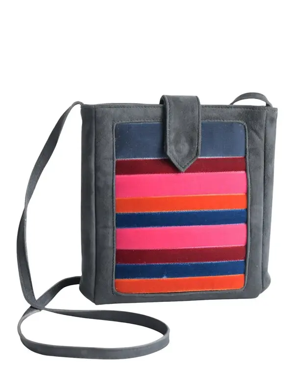 VELVET ATELIER Astra Crossbody Bag - Blue/orange