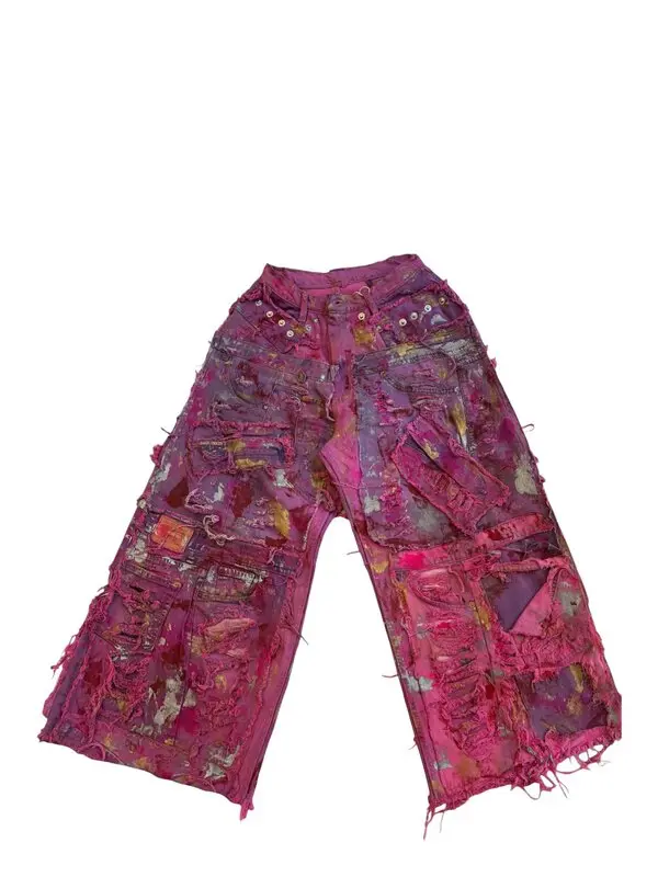 ZASTASTUDIO Wearable Ruins Wide Leg Denim Pants - Pink