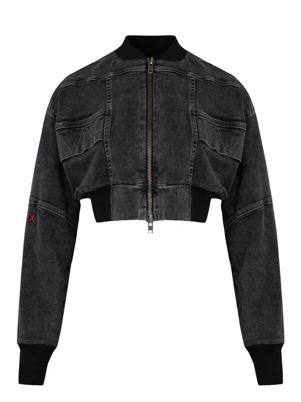 PCFG Denim Zip-up Bomber Jacket - Black