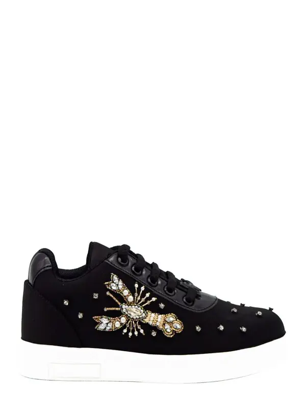 RETTROSE Kehlani Luxury Embellished Tennis Shoe - Black
