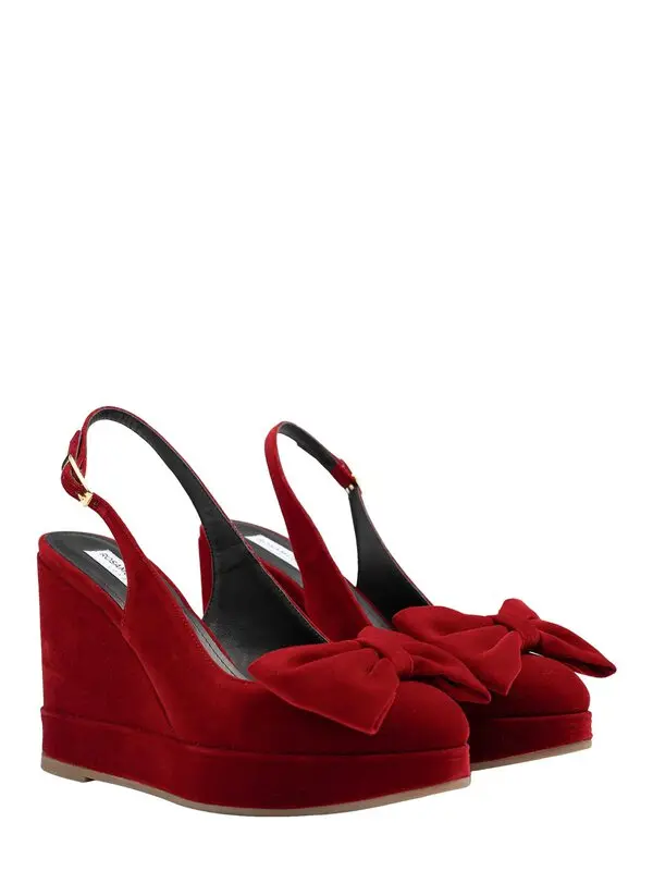 ROSAMUND MUIR LONDON Toscana Velvet Wedges - Red