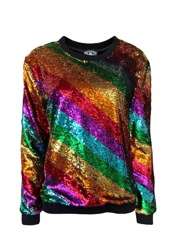 ANY OLD IRON Golden Rainbow Reversible Sequin Sweatshirt - Black/gold