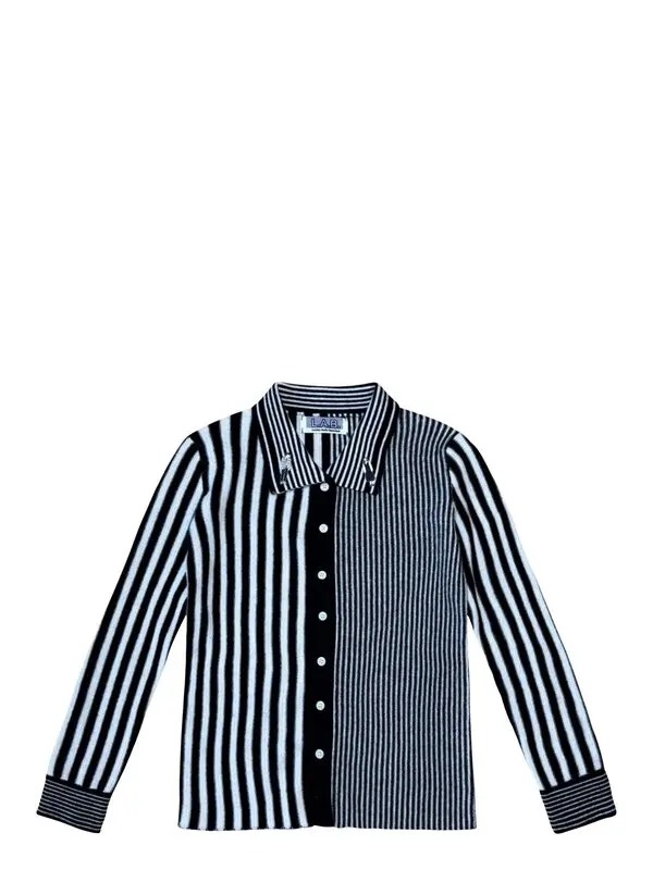 LONDON ATELIER BYPRODUCT Striped Merino Wool Shirt With Embroidery - Black/grey