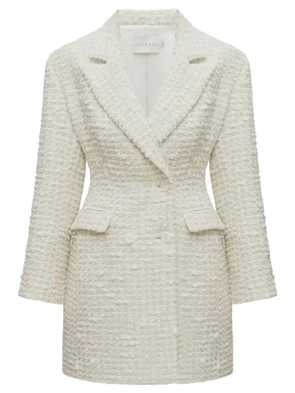 UNDRESS Petra Creamy Tweed Mini Blazer Dress - White