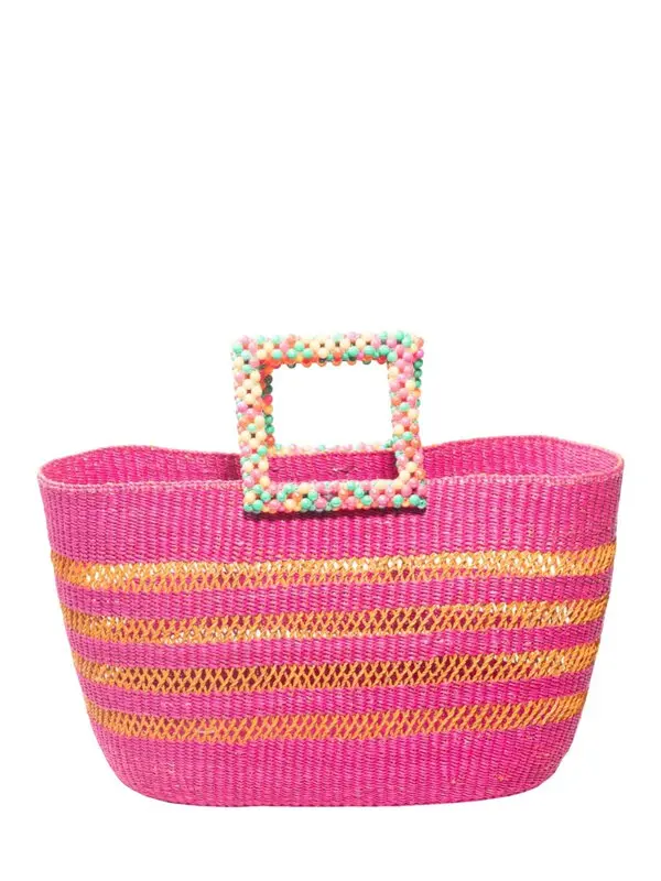 ORTUS Mirembe Straw Basket Tote - Pink