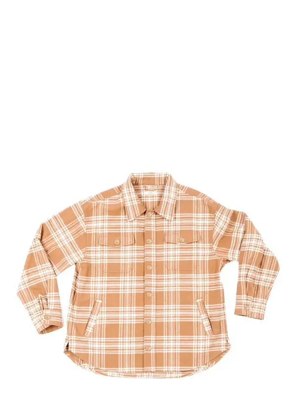 ARIKO Plaid Bucky Shirt Jacket - Beige/white