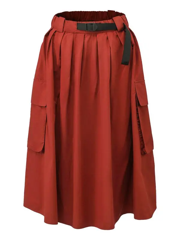 SMART AND JOY Flared Cotton Skirt - Red