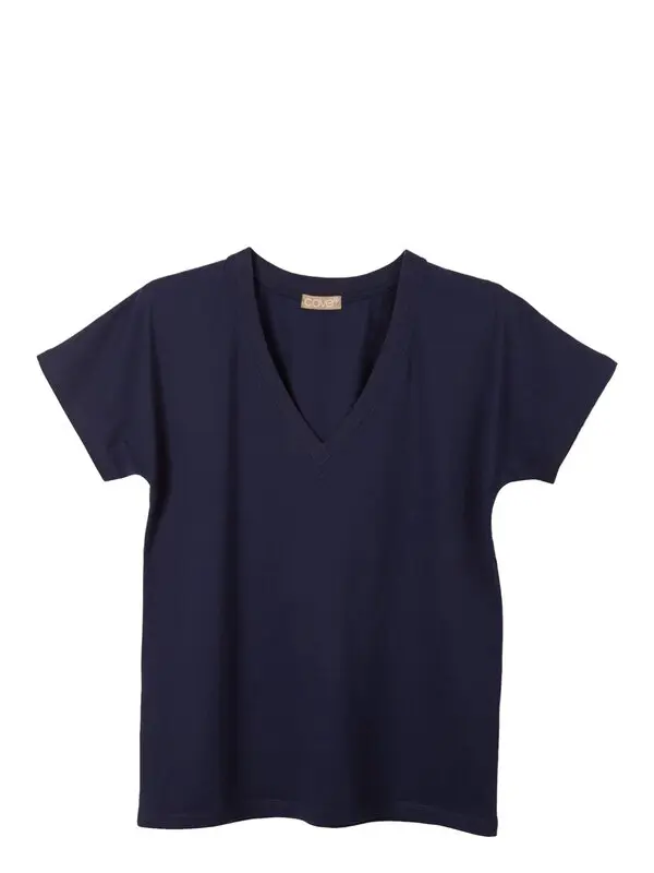 COVE V-neck Cotton T-shirt - Blue