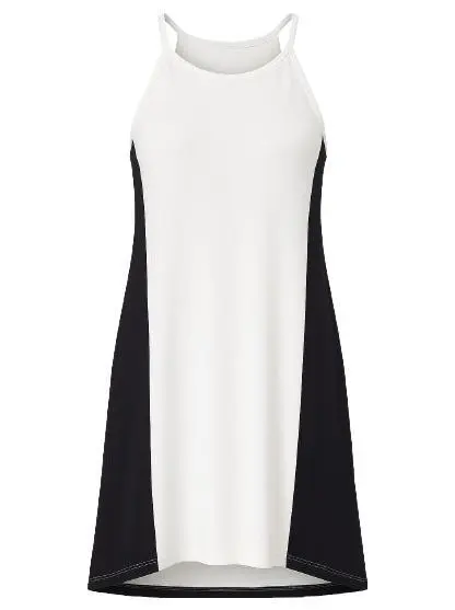 CONQUISTA Two Tone Mullet Cut Dress - Black