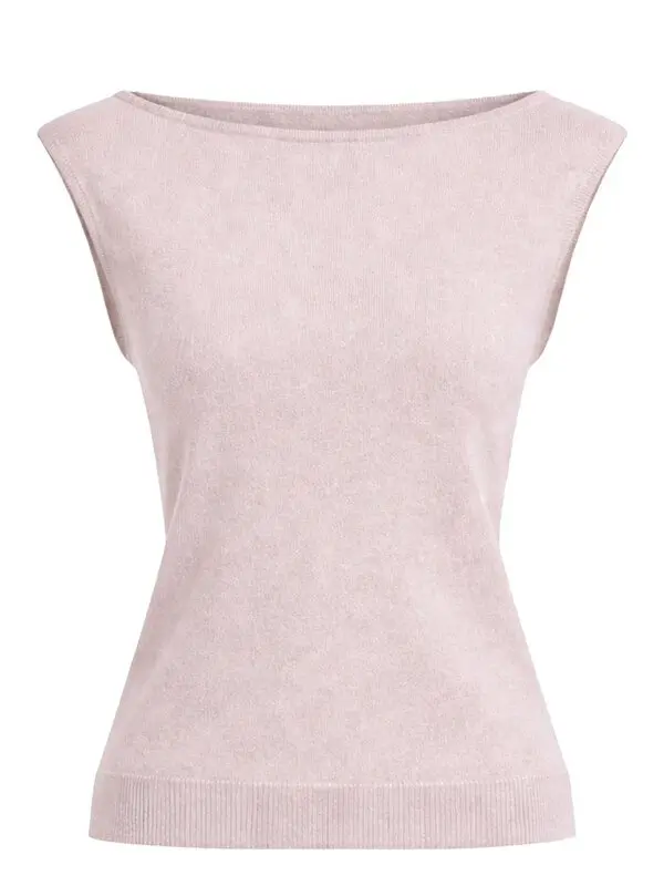 FIORA MUSE Cap Sleeve Cashmere Vest Top - Beige