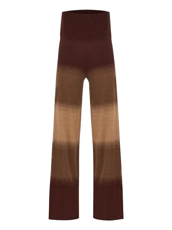 PERALUNA Color Transition Bell Bottom Knit Trousers - Beige/brown