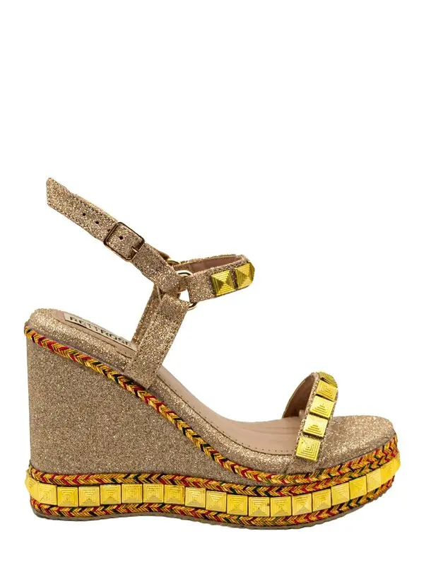 RETTROSE Rosalie Embellished Wedge Shoes - Brown
