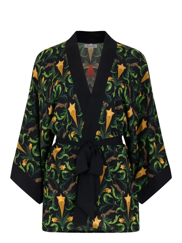 Henelle Hollywood Nights Kimono - Gold/green/black