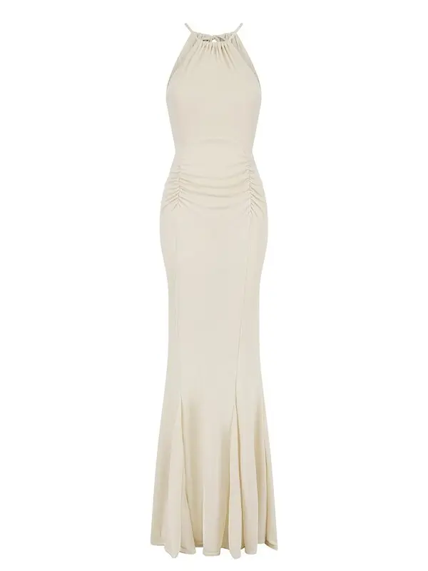 CELESTINE & MAE Plume Maxi Dress In Antique - White