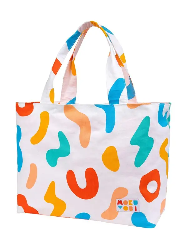 MOKUYOBI Printed Cotton Tote - White