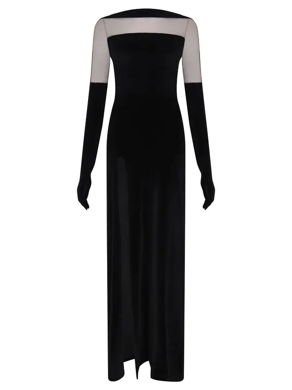 ROOM 24 Samantha Stretch Velvet Midi Dress - Black