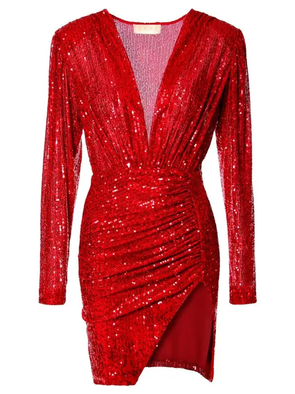 AGGI BY HALEWSKI Lilou Brilliant Ryby Sequin Mini Dress - Red