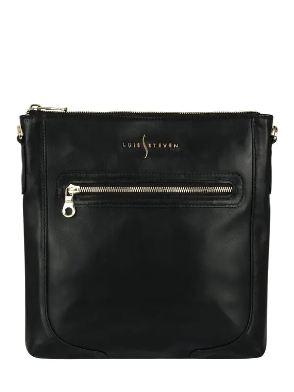 LUIS STEVEN Flat Messenger Bag Nappa Leather - Black