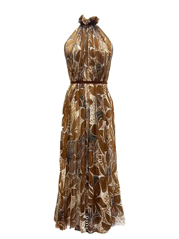 CAROL COELHO Terraforma Silk Chiffon Gown - Brown