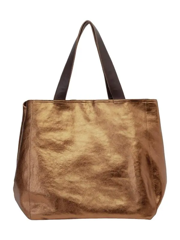 JUAN-JO Oversized Leather Tote Bag - Brown