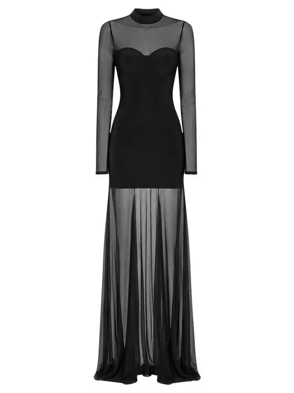 OW Kya Mesh Maxi Dress - Black