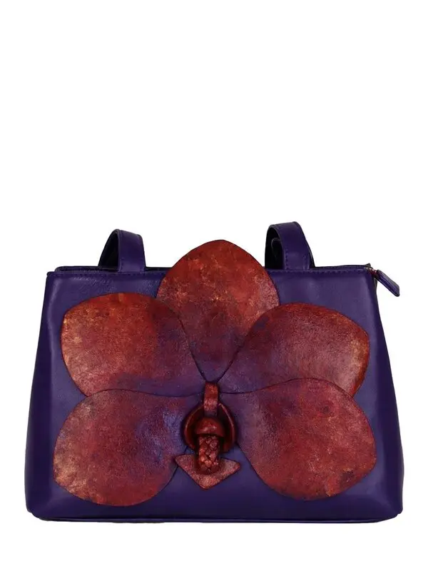 F3ROG BY RANA Orchid Leather Shoulder Bag - Purple/pink