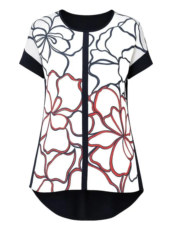 CONQUISTA Paneled Printed Top - Blue