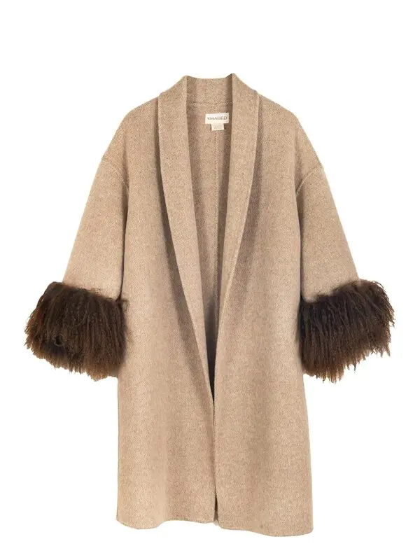 SHADED THE LABEL Perran Wool & Mongolian Shearling Coat - Brown