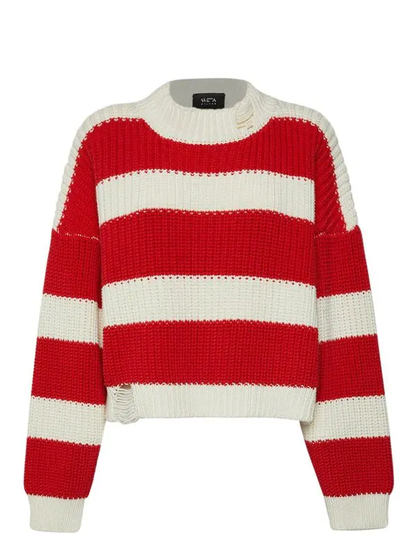 SVETA MILANO Amélie Striped Knit Sweater - White/red