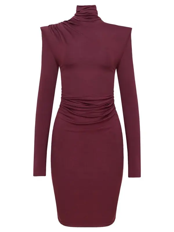MANDRAGORA Fitted Turtleneck Knee-length Dress - Red