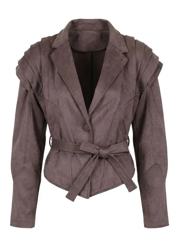 MODENAIRE Suede-effect Structured Shoulder Jacket - Brown