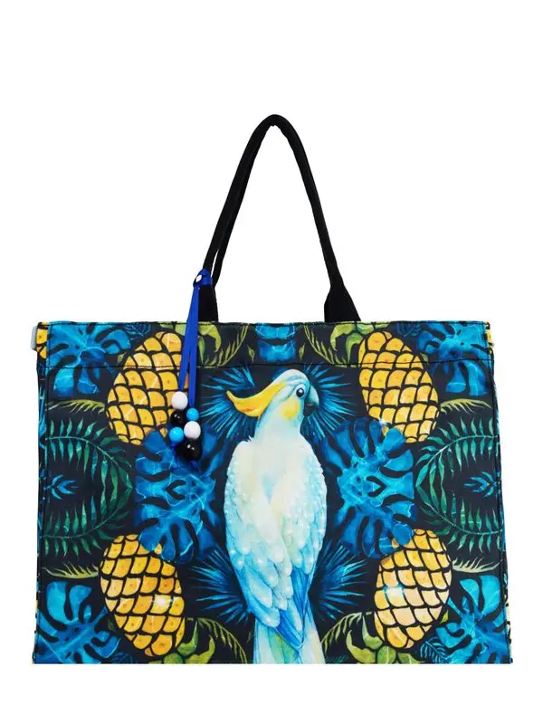 SUKI WANG LONDON Lush Tropics Printed Tote Bag - Blue