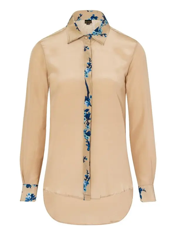SOPHIE CAMERON DAVIES Printed Classic Silk Shirt - Beige