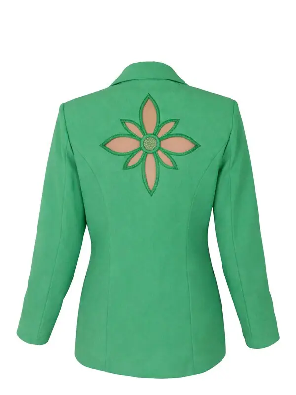 LALIPOP DESIGN Tailored Blazer Jacket With Embroidery And Laser Cut Details - Green
