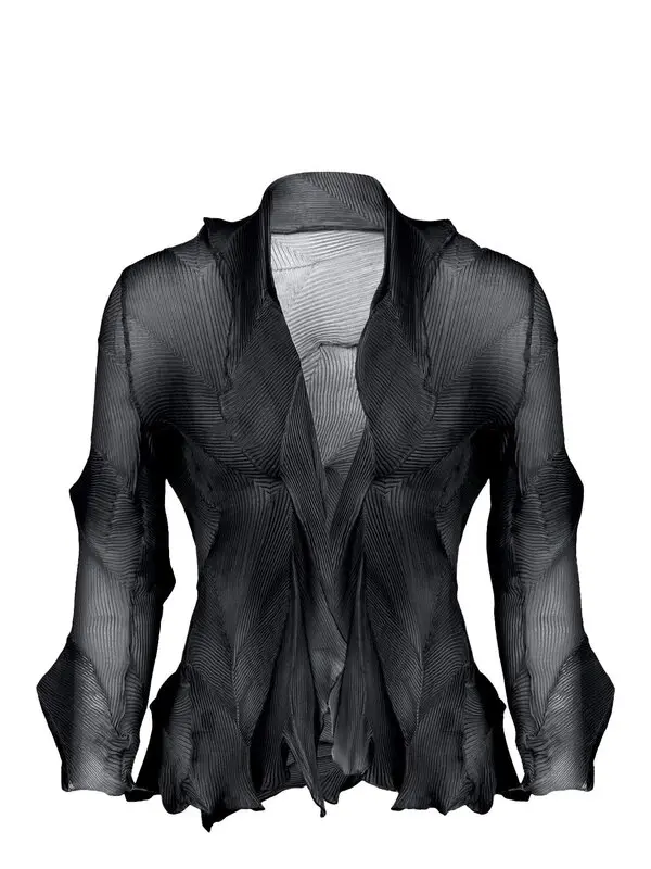 WILD COSMOS Karis Prismatic Pleated Bolero - Black