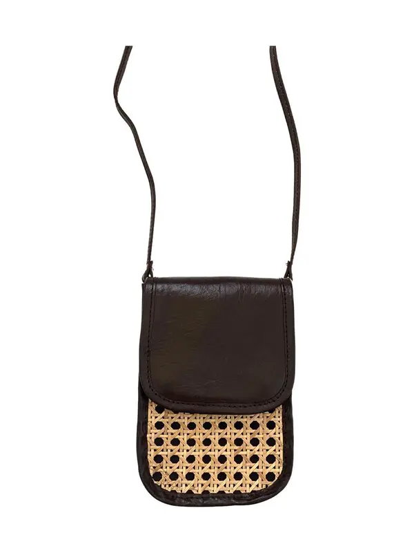 Pink Haley Cane And Leather Clutch Crossbody - Brown