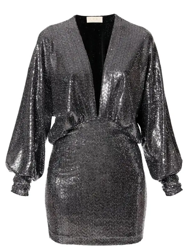 AGGI BY HALEWSKI Sequin Mini Dress - Silver/grey