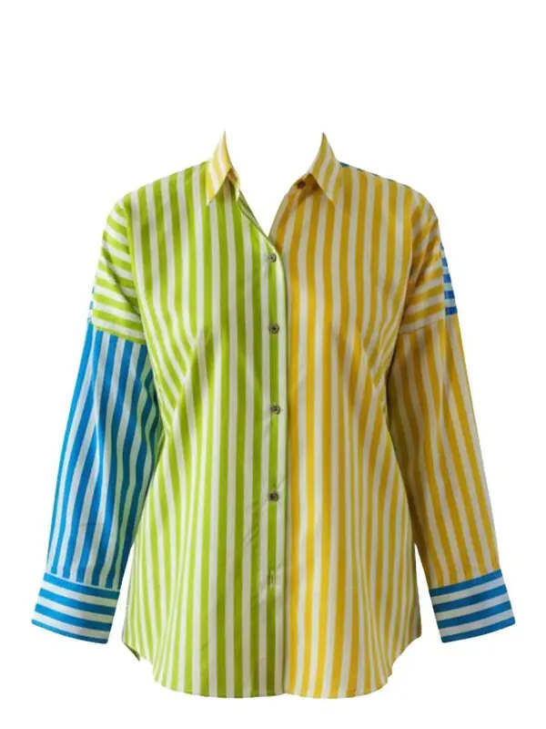 CHARKHA & LOOM Hand Block Printed Cotton Shirt - Blue/yellow