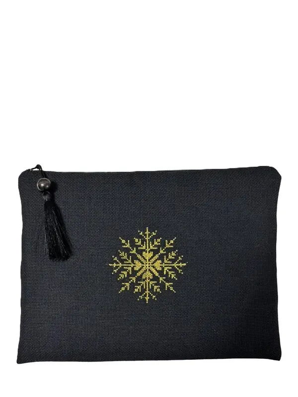 SPRINGMOONATELIER Handmade Cross-stitch Clutch - Black