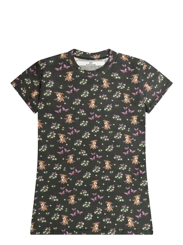 CLOUD HAVEN Signature Print Fitted T-shirt - Black