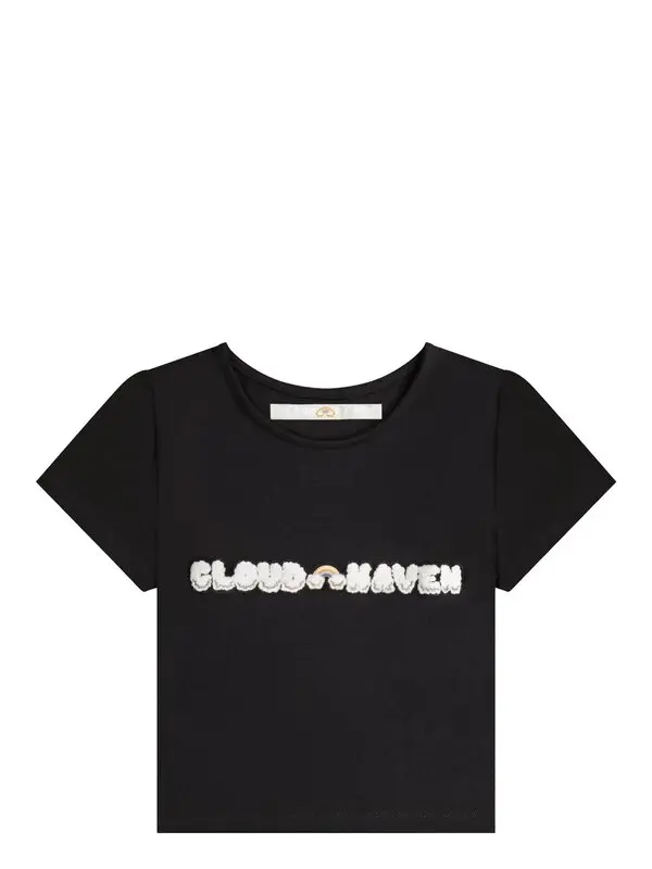CLOUD HAVEN Cropped Baby Tee - Black