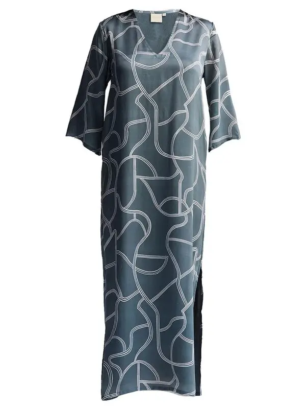 REISTOR Abstract Striped Maxi Dress - Green